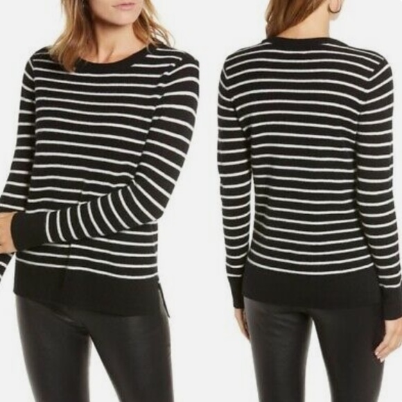 Halogen | Sweaters | Halogen Crewneck Cashmere Sweater In Black Ivory ...